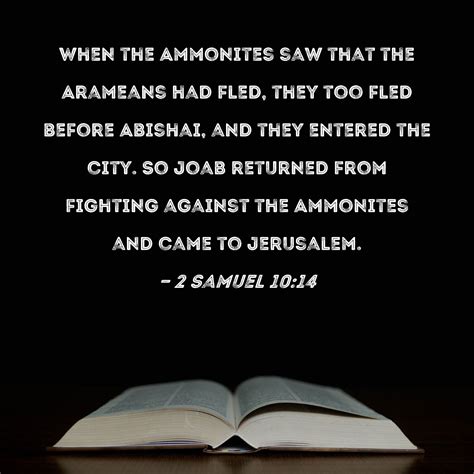 2 Samuel 1014 When The Ammonites Saw That The Arameans Had Fled They