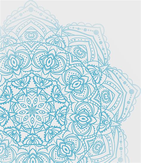 Blue Mandala Illustration Blue Watercolor Motif Blue Dream Pattern