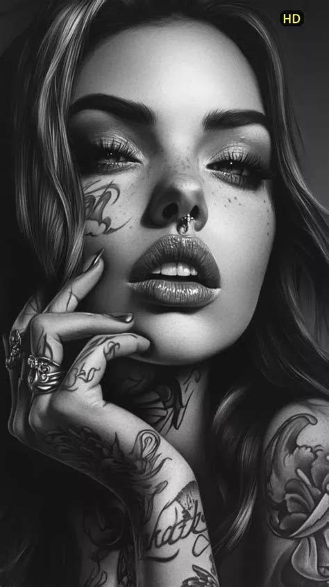 Dramatic Portrait Of A Tattooed Pierced And Confident Woman In 2025