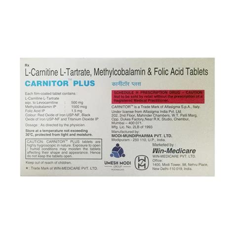 Carnitor Plus Levocarnitine Medicine For Muscle Disorders