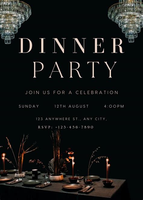 Dinner Party Invitation Birthday Dinner Invitation Dinner Invitation Template Digital