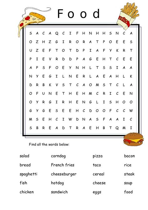 Printable Food Word Search Free Printable Templates