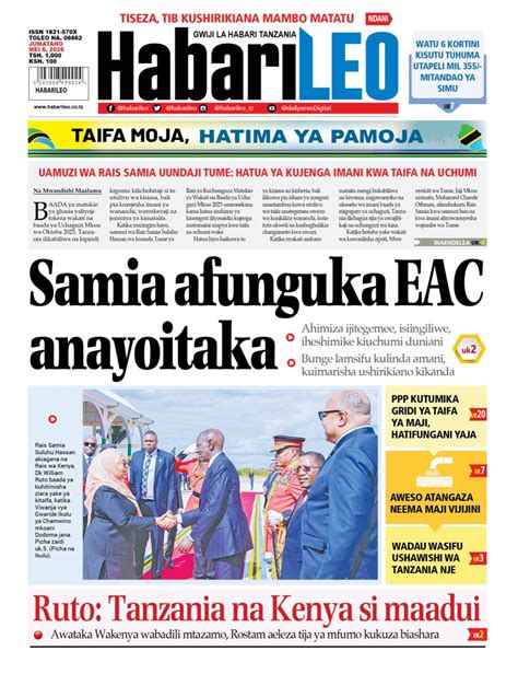 Habari Kubwa Za Magazeti Ya Tanzania Leo Mei 6 2026 Global Publishers