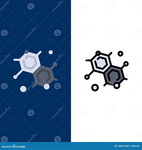 Chemist Molecular Science Icons Flat And Line Filled Icon Set Vector Blue Background Stock