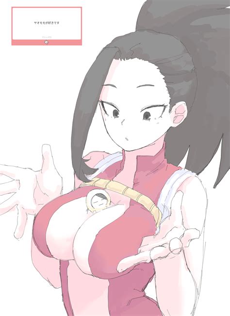Mocamocaink Yaoyorozu Momo Boku No Hero Academia Absurdres Highres 1girl Between Breasts