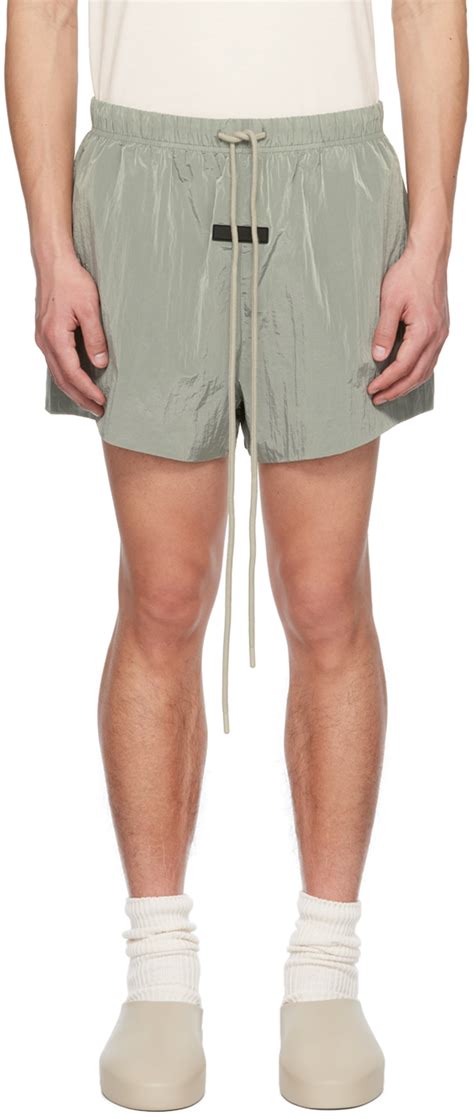 Fear Of God Essentials Gray Drawstring Shorts Ssense Uk
