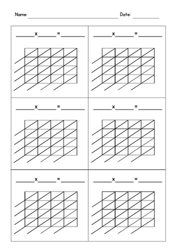 Lattice Multiplication Blank Templates 4 Digit By 4 Digit Teaching
