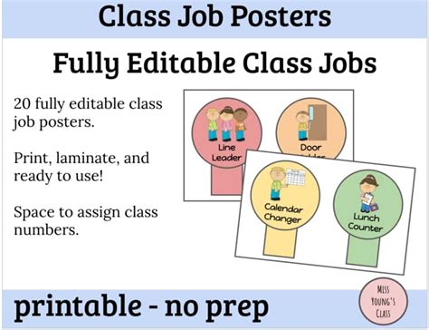 20 Rainbow Class Job Posters By Miss Youngs Class Tpt