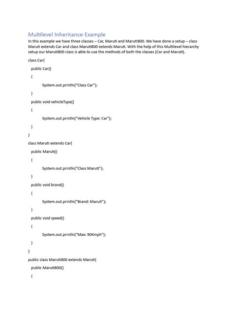 Multilevel Inheritance Example Pdf