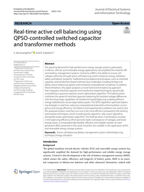 Pdf Real Time Active Cell Balancing Using Qpso Controlled Switched