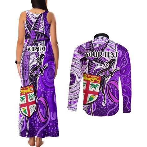 Personalised Fiji Australia Rugby Couples Matching Tank Maxi Dress And