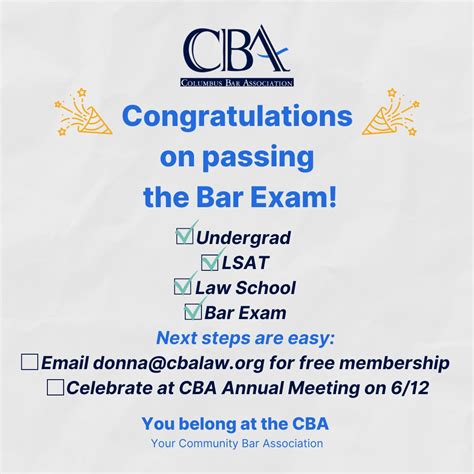 Columbus Congratulations To Everyone Who Passed The February 2025 Bar Exam The Cba Wants To