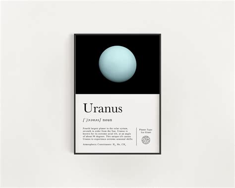 Uranus Print Printable Uranus Wall Art Decor Infographic Minimalistic Uranus Poster Astronomy