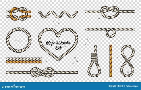 Realistic Rope Knots Set Different Great Vector Illustrations