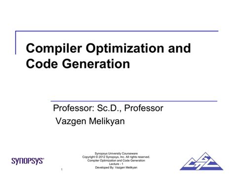 Compiler Optimization And Code Generation