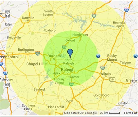 Printable Mileage Radius Map For North Carolina Radius Map Tool Draw