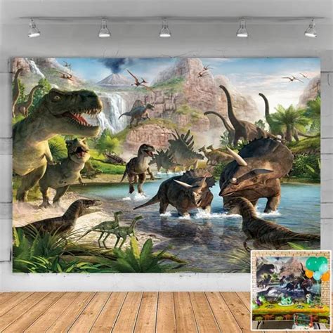 Hnmdmyi 2 1x1 5m Telón De Fondo Dinosaurio De Dibujos Animados Feliz