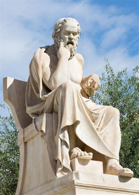 Athens The Statue Of Socrates In Front Of National Academy Building