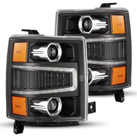 Alpharex 14 15 Chevy 1500 Pro Series Projector Headlights Black W Seq