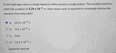 Solved In The Hydrogen Atom A Single Electron Orbits Arou