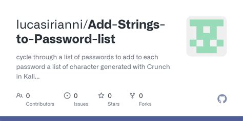 Github Lucasirianniadd Strings To Password List Cycle Through A