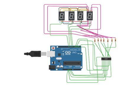 circuit design 4 digit 7 segment display tinkercad