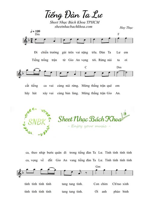 Tiếng Đàn Ta Lư Sheet Nhạc Bách Khoa Tphcm