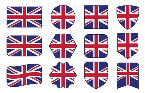 Flag Of Britain In Modern Abstract Shapes Waving Badge Design