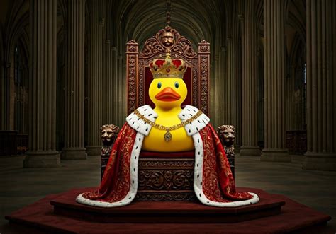 King Ducky Viii Golden Duck King In Opulent Throne Room