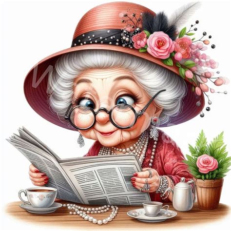 Elegant Grandma Clipart Watercolor Senior Woman Illustration Digital