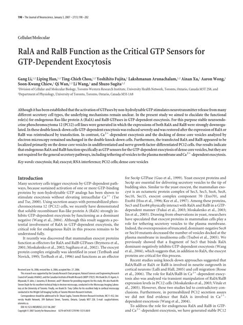 Pdf Rala And Ralb Function As The Critical Gtp Sensors For Gtp