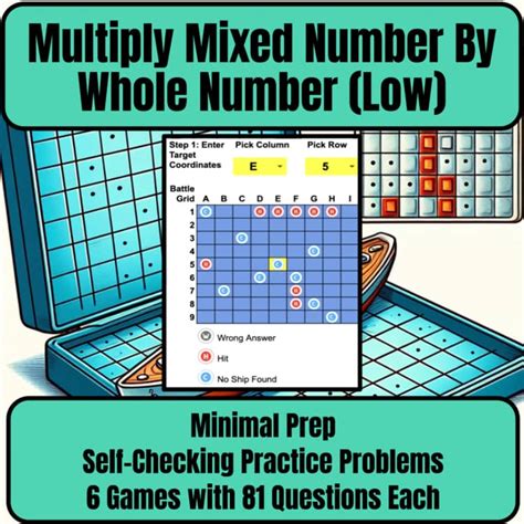 Multiply Mixed Number By Whole Number Low Battleship Math I0269