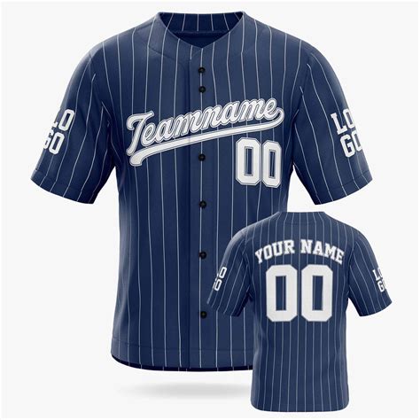 Custom Pinstripe Baseball Jersey Navy And White Design Your Own
