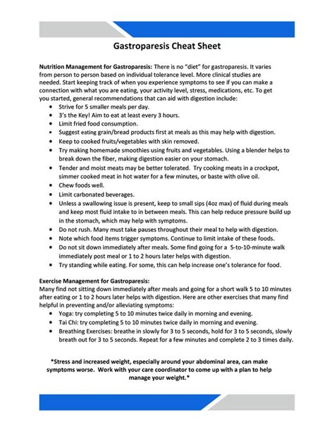 Gastroparesis Cheat Sheet