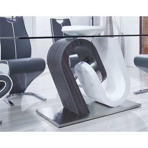 Ivy Bronx Dining Table In Grey And White Finish Geometric Design