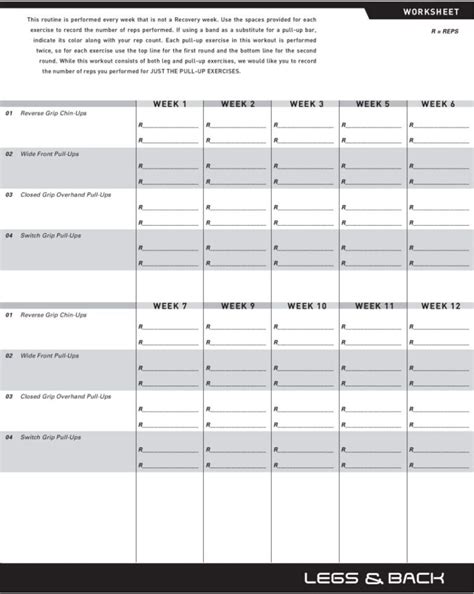 Printable P90x Chest And Back Worksheet Free Printable Worksheets