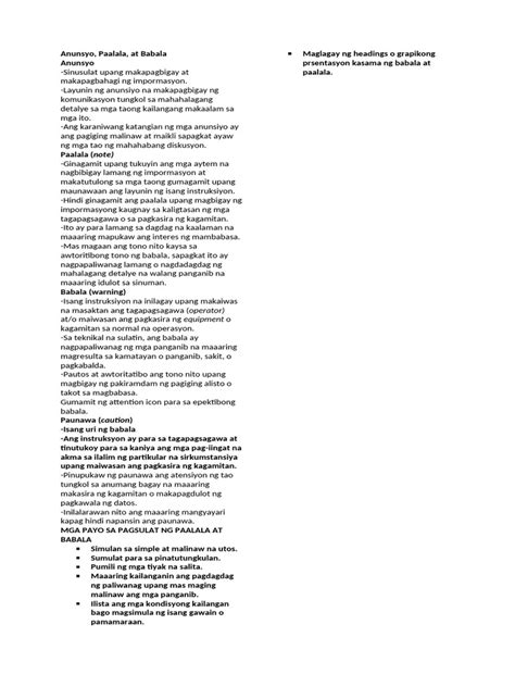 Anunsyo Handouts Pdf