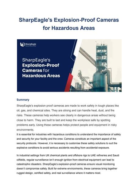 Sharpeagles Explosion Proof Cameras For Hazardous Areas 1pdf