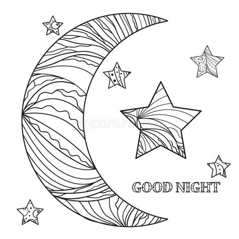Luna E Stella Di Zentangle Con I Modelli Astratti Illustrazione Vettoriale Illustrazione Di