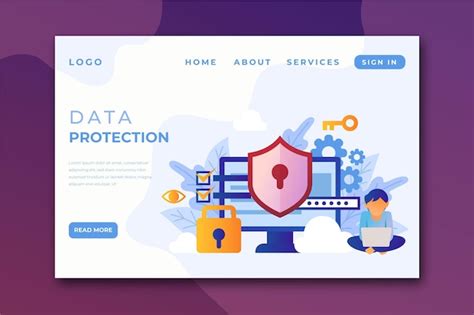 Free Vector Data Protection Landing Page Template