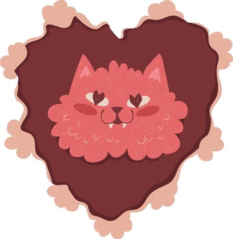 Heart Card With Cat Cute Cat On The Heart Cat In Love Valentine Card