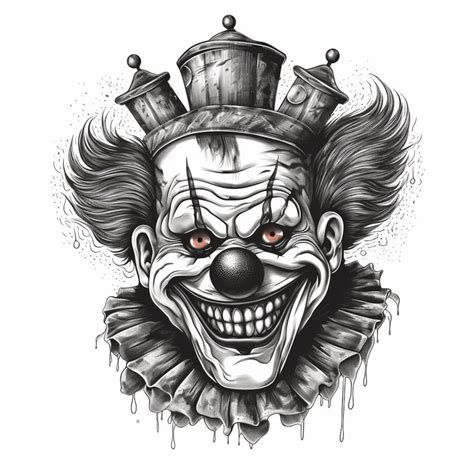 Evil Clown Tattoo Design White Background High Resolution Better