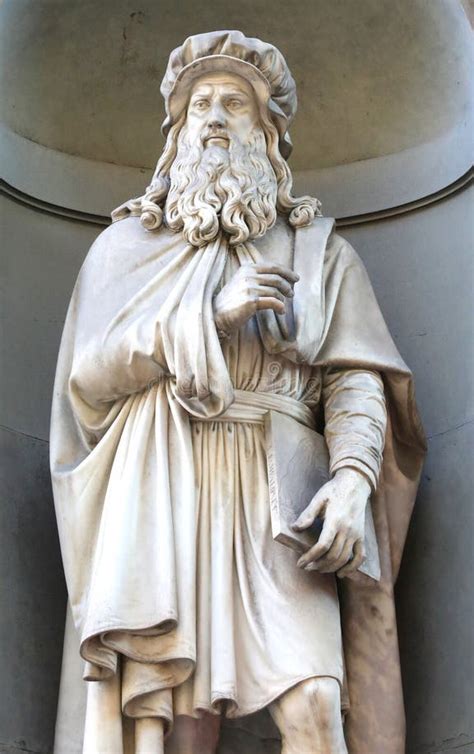 Florence Fi Italy March 4 2025 Statue Of Leonardo Da Vinci Famous