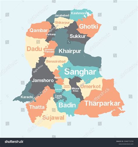 Sindh Map City Names Vector Illustration Stock Vector Royalty Free 2548773759 Shutterstock