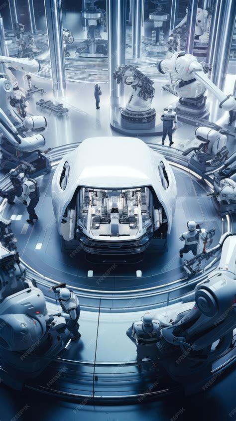 Premium Ai Image An Automotive Production Line With Robotic Arms In A