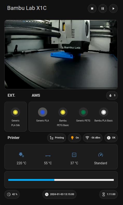 My X1c Home Assistant Dashboard Rbambulab