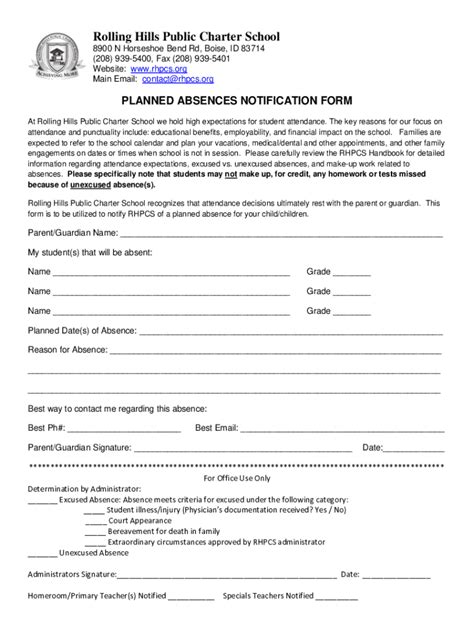 Fillable Online Planned Absence Notification Form Fax Email Print