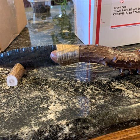 Large Knapped Glass Bowie Knife With Deer Antler Handle Flint Knapping