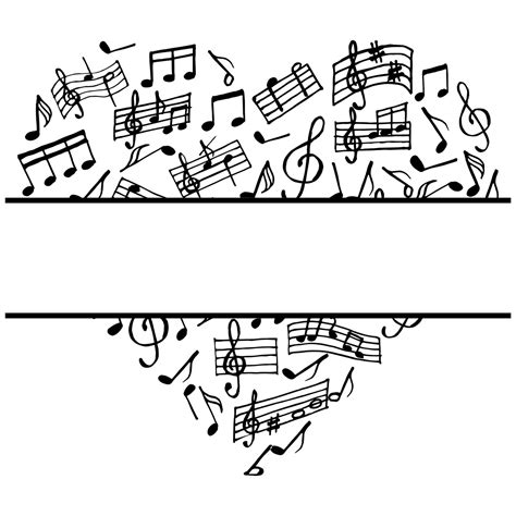Split Monogram Music Notes Silhouette Svg Png Instant Digital Download Name Text Space Vector
