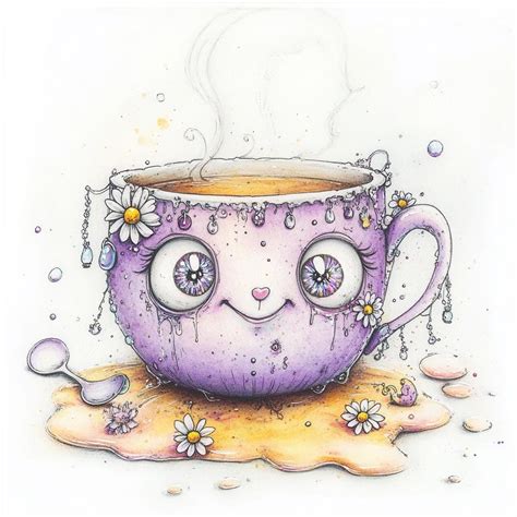 Whimsical Kintsugi Teacup Clipart 10 High Res Watercolor S Cute Cozy Clip Art For Junk